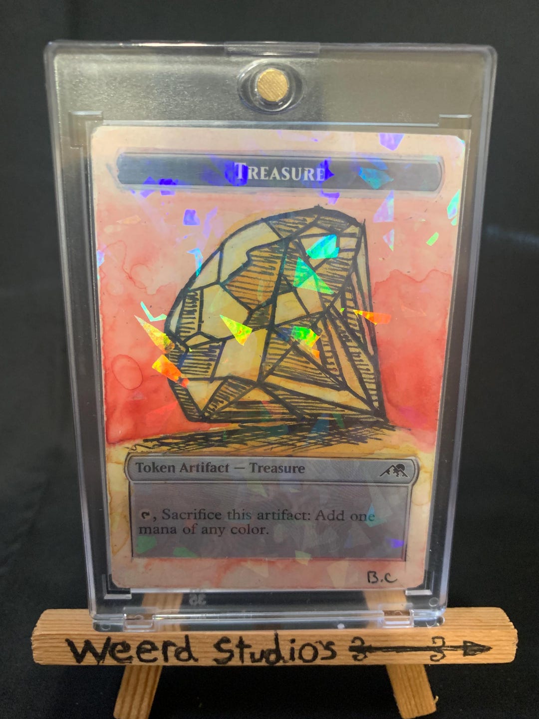 Mtg Treasure Token Golden Diamond Hand Painted Alter Holographic - Etsy