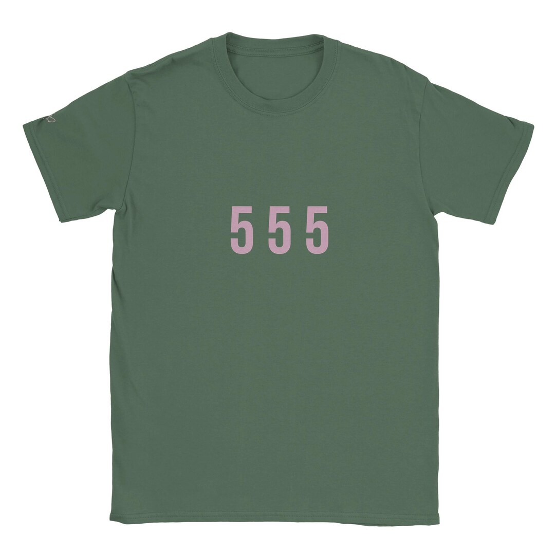 Military Green 555 Angel Number T-shirt | Pink Print Spiritual Tee ...