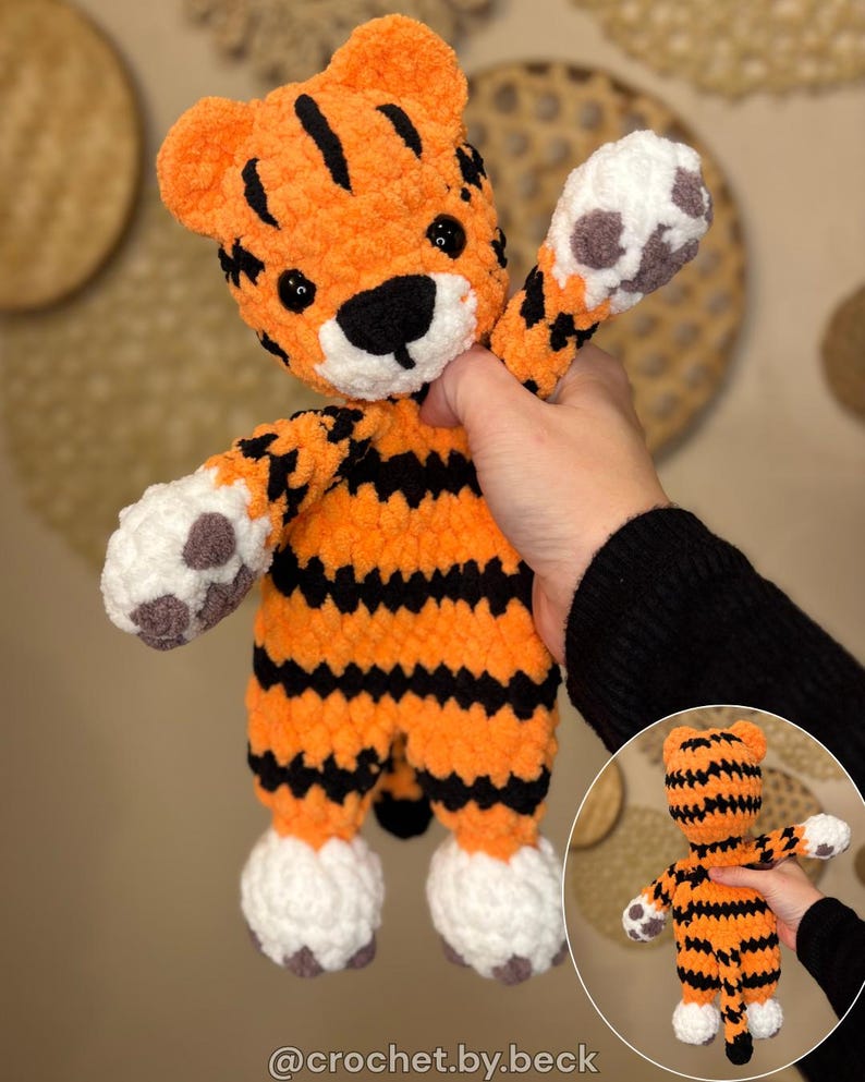 OG Size: Taco the Tiger Snuggler - No Sew Crochet Pattern (PDF Pattern ...