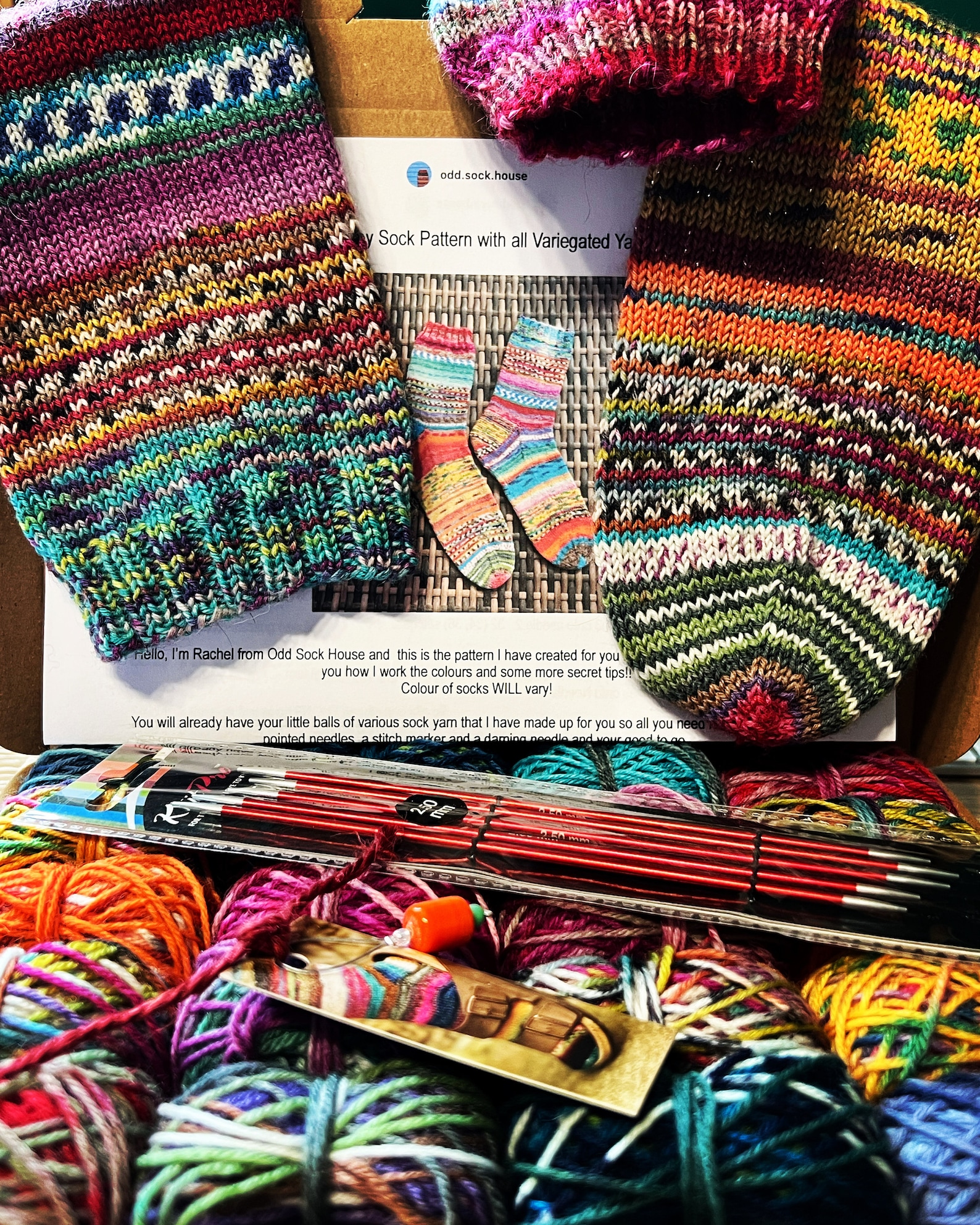 KNITTING KIT for Scrappy Socks - All Variegated Yarn (needles Included ...