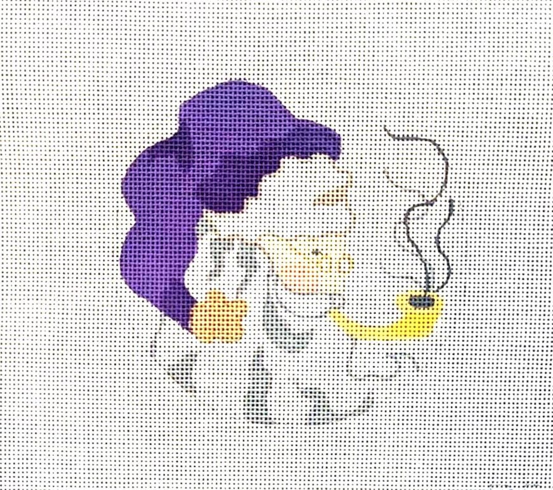Christmas Santa Face Ornament (pipe) - Hand-painted Needlepoint Canvas ...