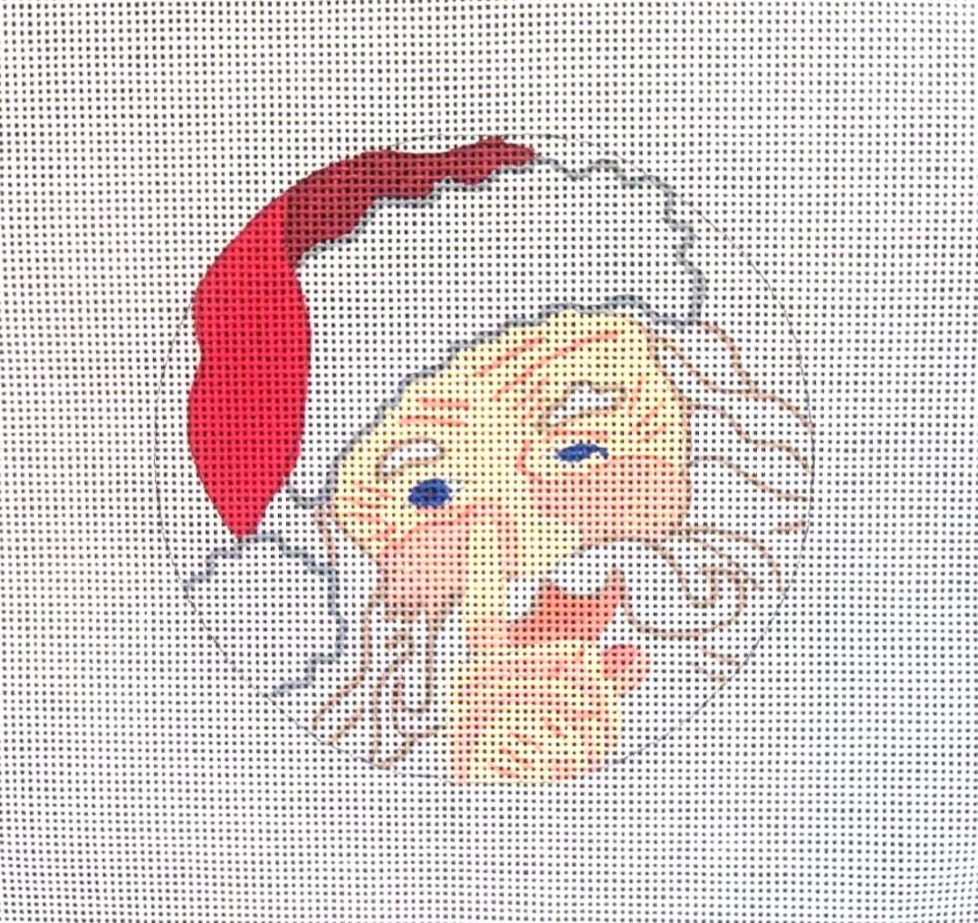 Christmas Santa Face Ornament (twinkle Nose) - Hand-painted Needlepoint ...