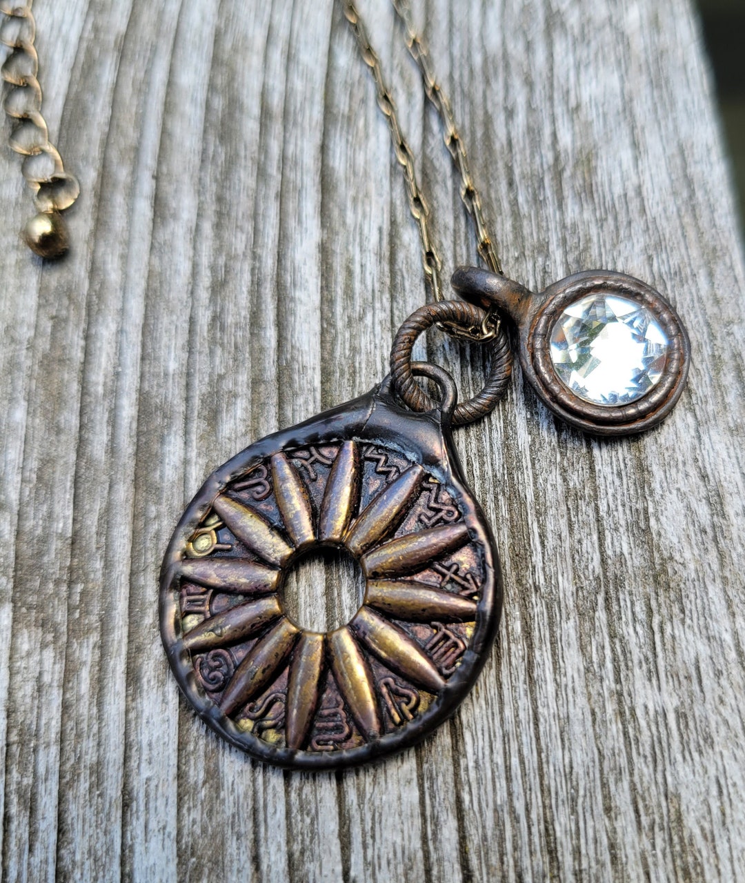 Astrological Calendar Disc Rustic Finish One Sided Pendant - Etsy