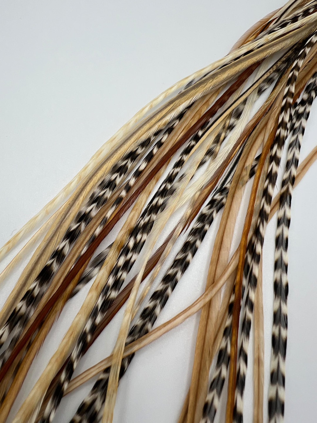 10 Natural Earthy Color Mix, Combo Set of Feather Hair Extensions ...