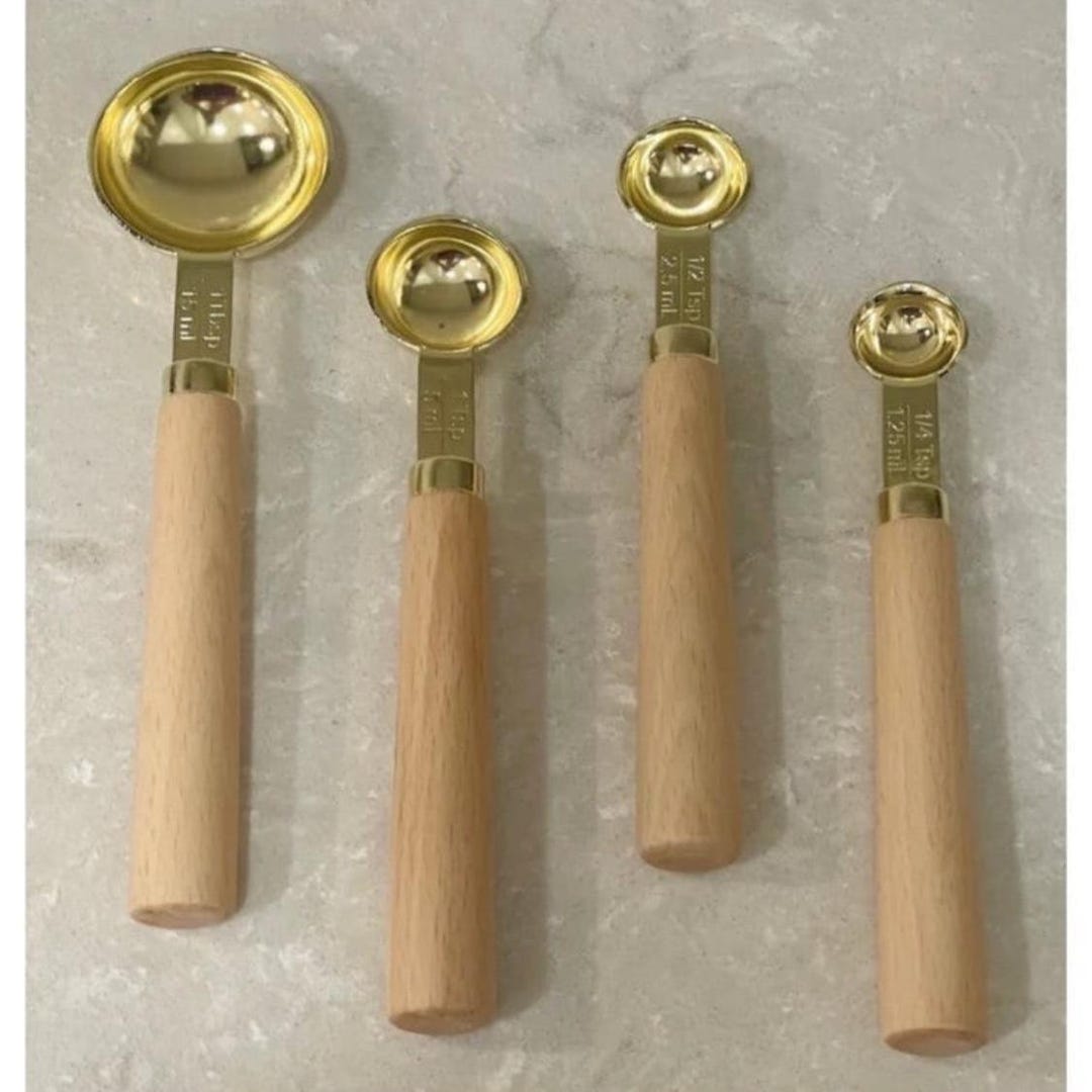 Gold Measuring Spoons With Thick, Heavy Marble Handles, Trendy ...