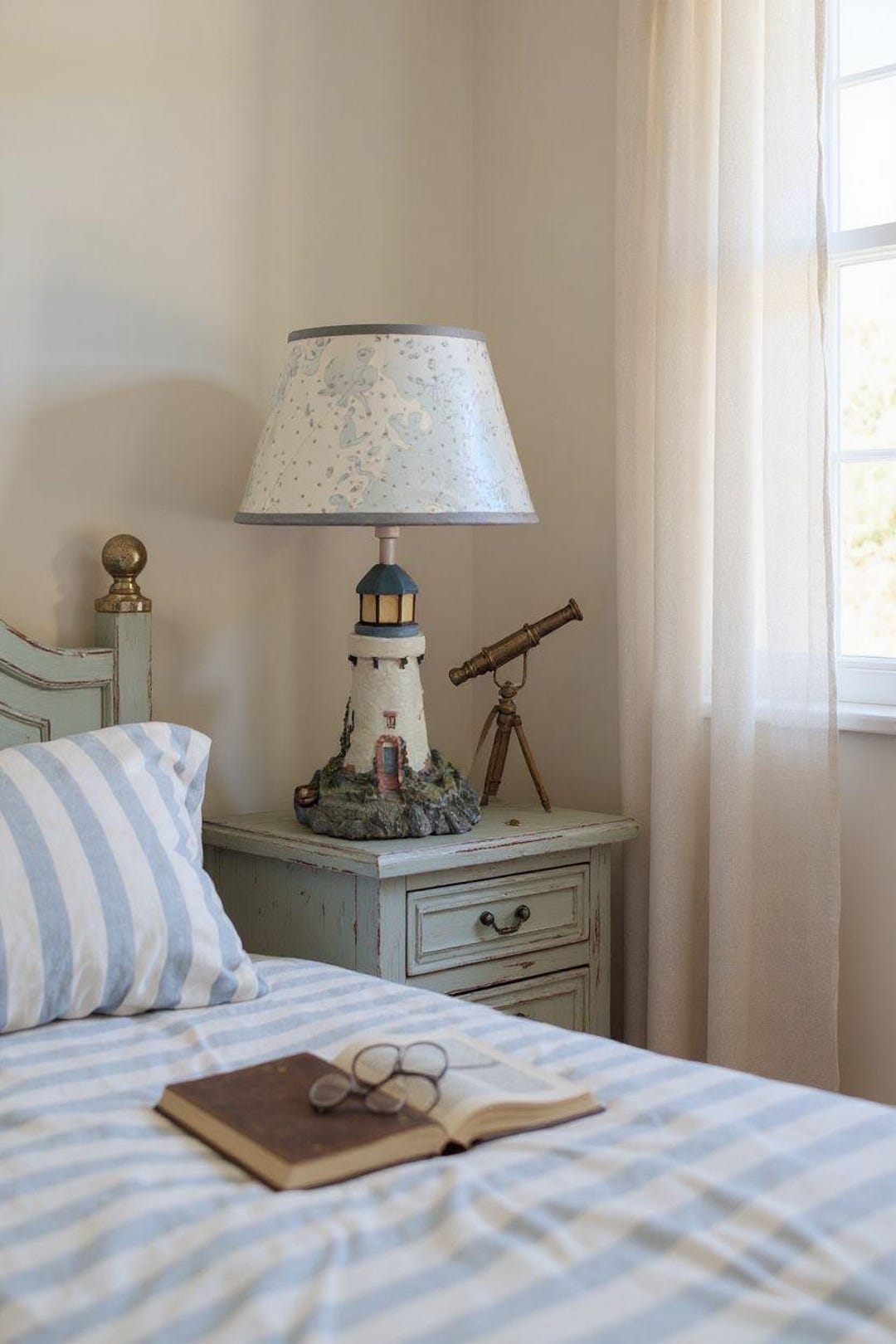 Vintage Nautical-themed Table Lamp With a Lighthouse Base and a ...