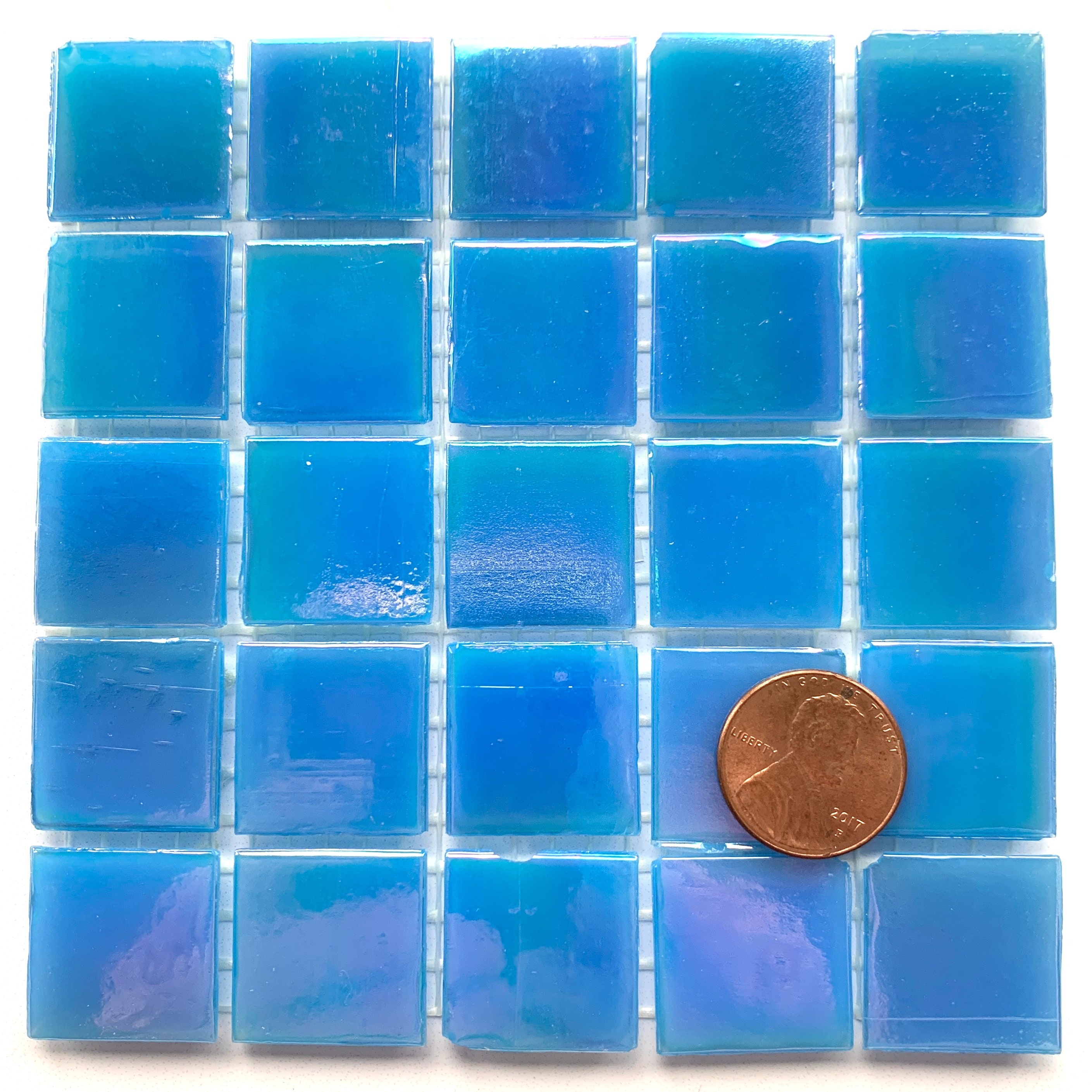 Mosaic Tile Glass Blue Iridescent Vitreous Glass Tile Blue Glass Tile ...