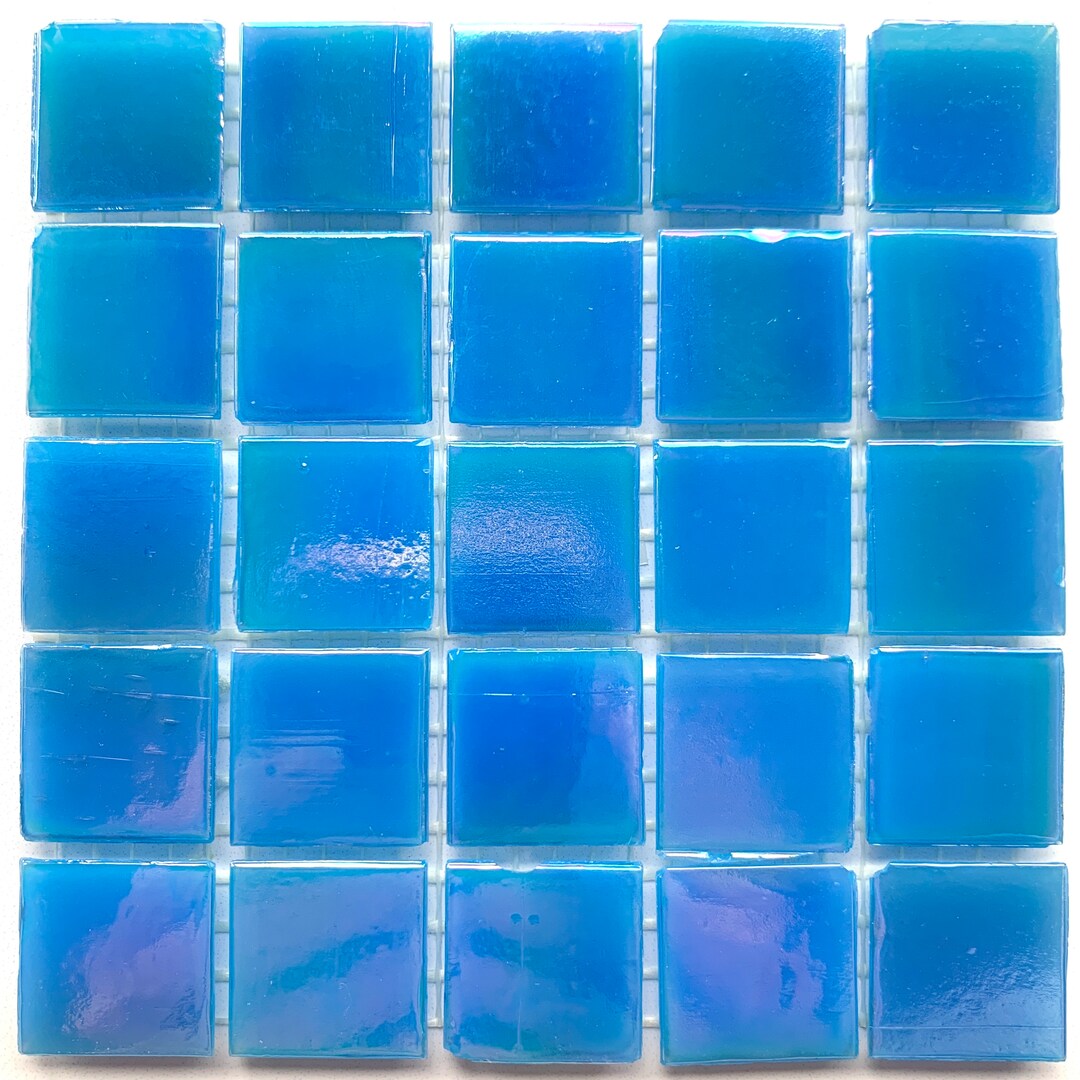 Mosaic Tile Glass Blue Iridescent Vitreous Glass Tile Blue Glass Tile ...