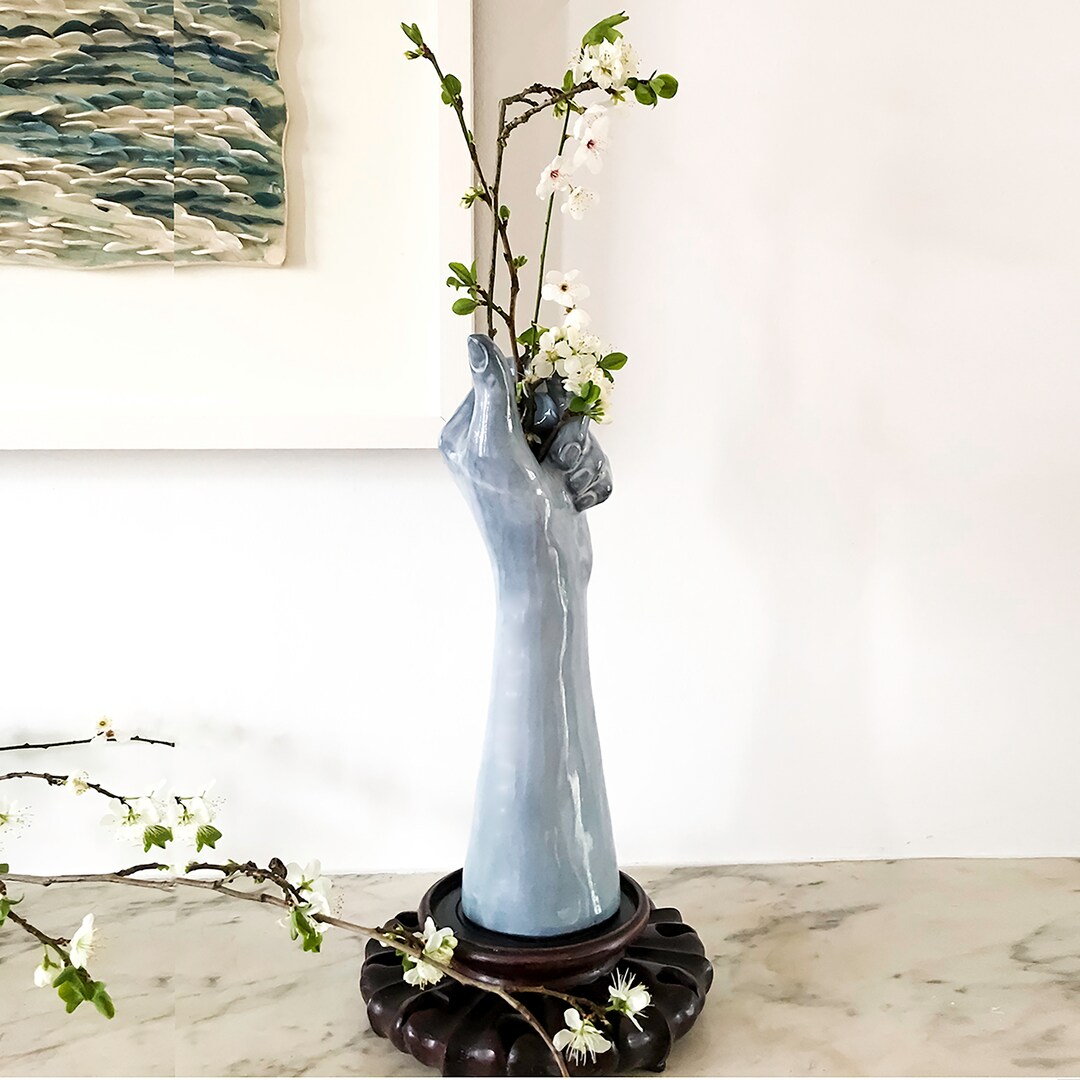 Large Blue Ceramic Hand Vase, Modern Living, Housewarming Gift - Etsy