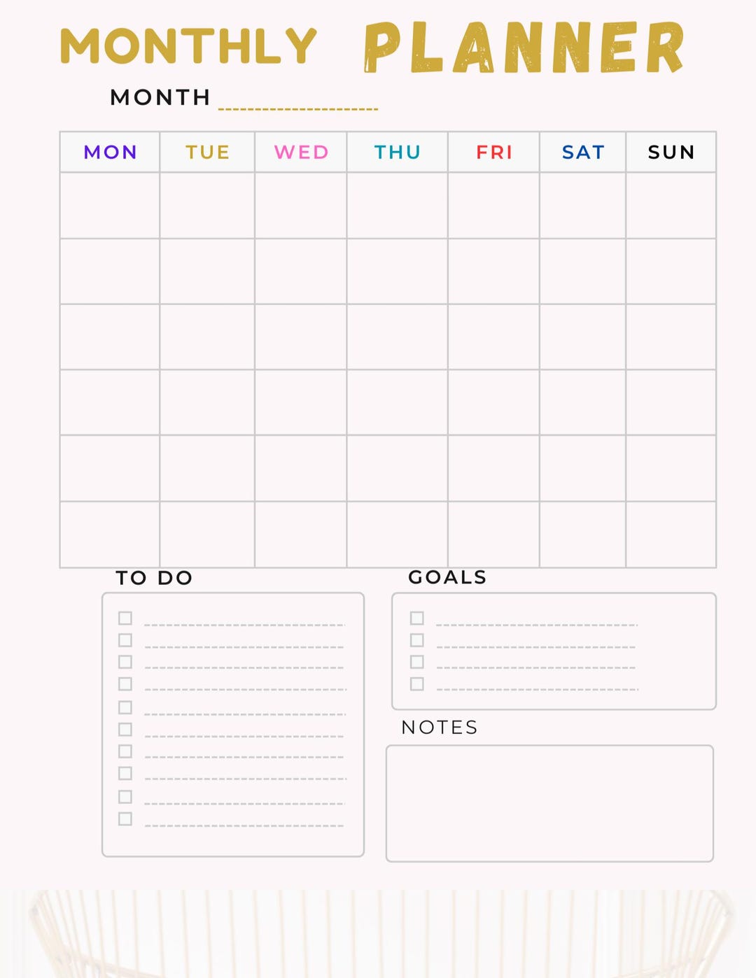 Pink and Gold Minimalist Sheet: Printable Weekly Planner (PDF Download ...