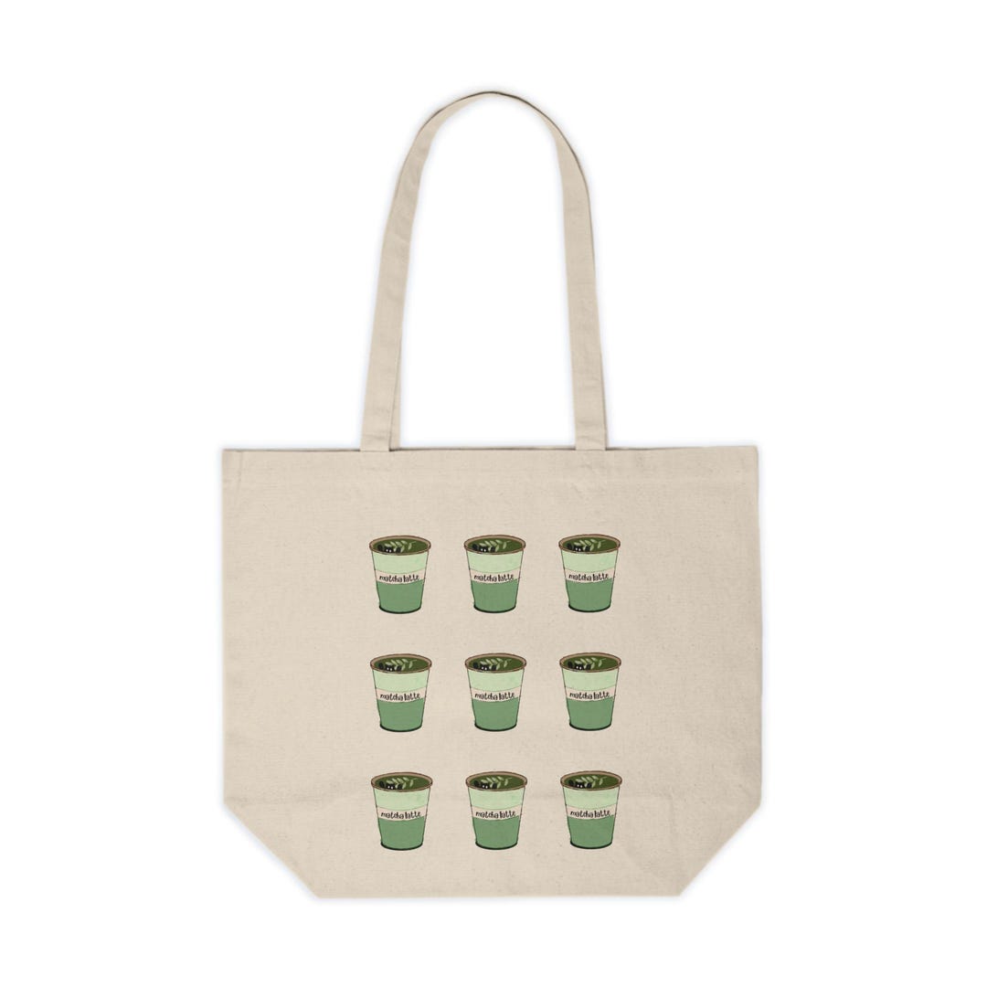 Matcha Latte Canvas Tote Bag: Reusable Eco-friendly Shopping Bag - Etsy