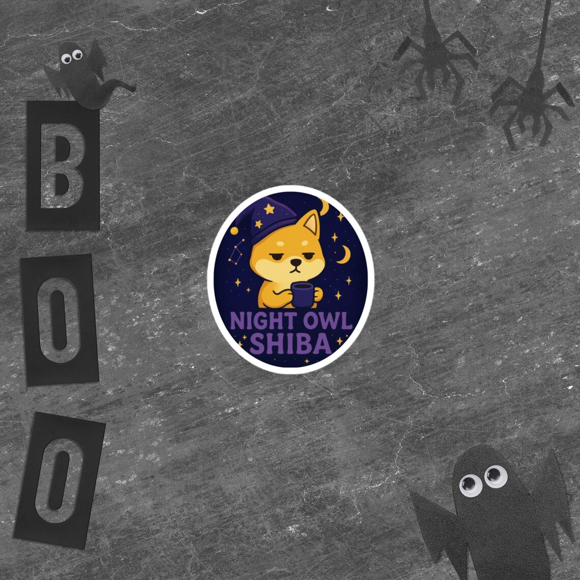 Night Owl Shiba Inu Sticker: Cosmic Late Night Dog Vinyl Decal - Etsy