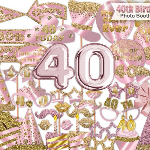 40th Birthday Photo Booth Props / Birthday Party Props / Black - Etsy