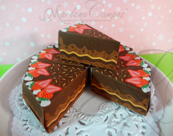 PRINTABLE Slice Cake Favor Box Chocolate Cake Slice Box - Etsy