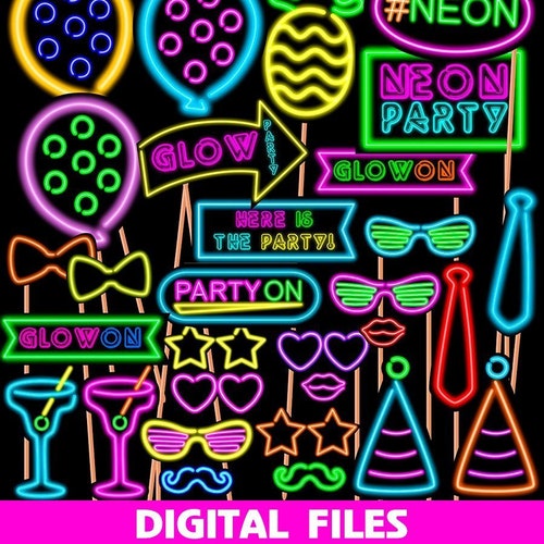 Glow Neon Birthday Banner - Etsy