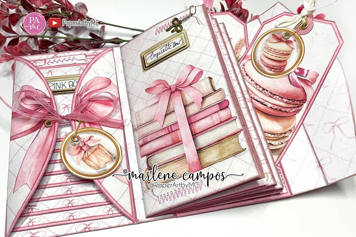 Pink Ribbon Purse Junk Journal Kit, Printable Folding Folio, Journal ...