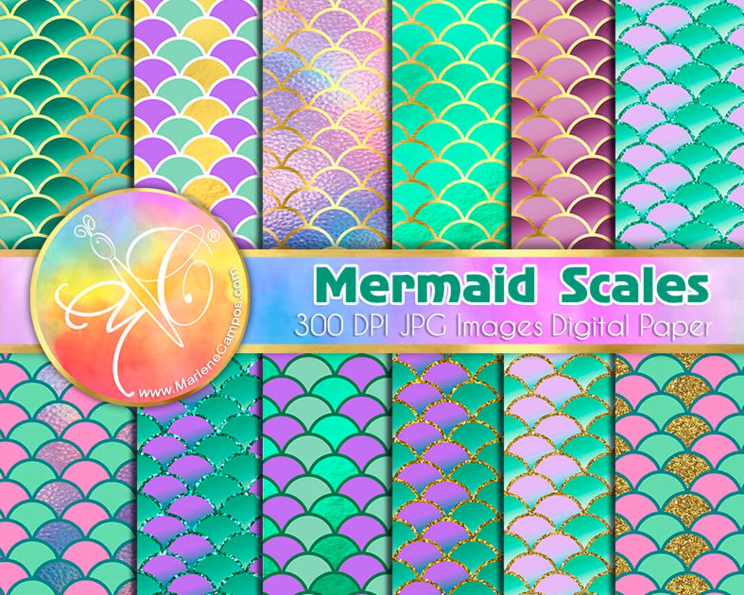 Mermaid Scales Digital Paper Mermaid Tail Mermaid Pattern - Etsy