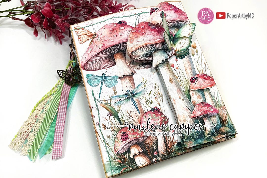 Mushroom Scrapbook Album, Printable Interactive Journal Booklet Folio ...