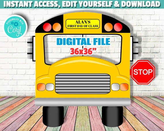PRINTABLE School Bus Photo Booth, Carnival Photo Frame, Back to school ...