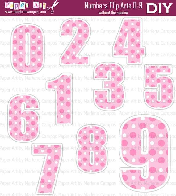 Pink Polka Dot Numbers Digital Clip Art Birthday Invitations | Etsy