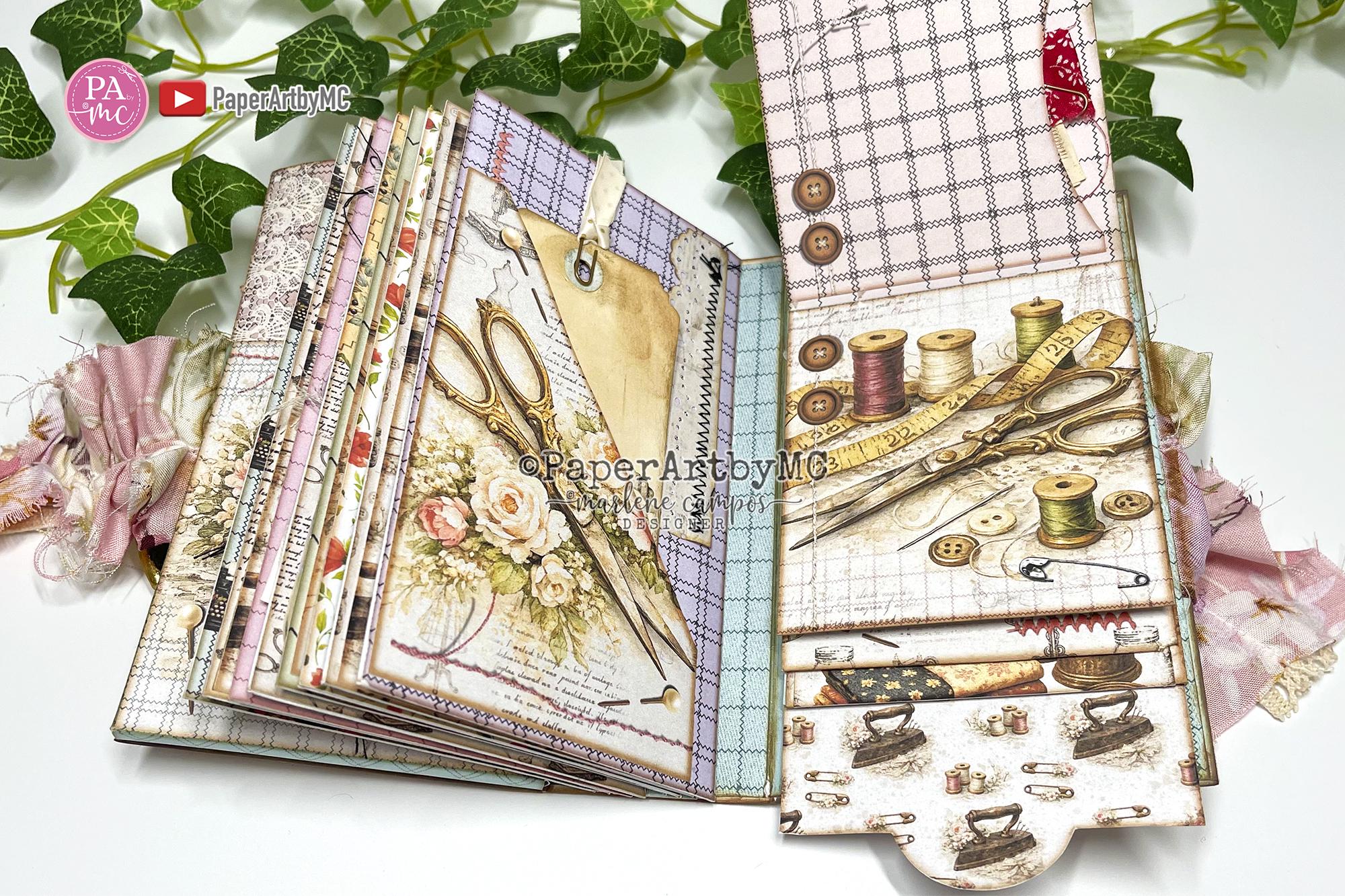 Sewing Printable Scrapbook Album and Journal, 2-in-1 Mini Album Kit ...