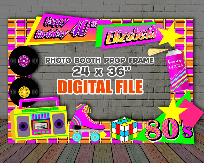 DIGITAL 80's Photo Booth Photo Booth Frame Girls Retro | Etsy