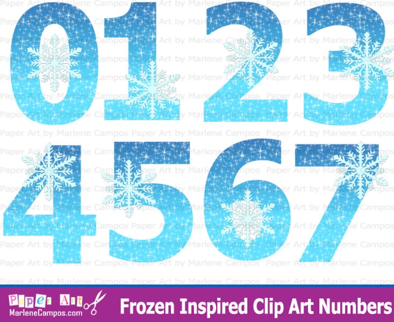 Snowflake Numbers Clip Art Blue Winter Number Snowflake | Etsy Australia