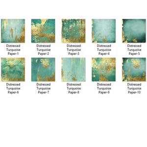 Distressed Textures Digital Paper Turquoise blue Gold | Etsy