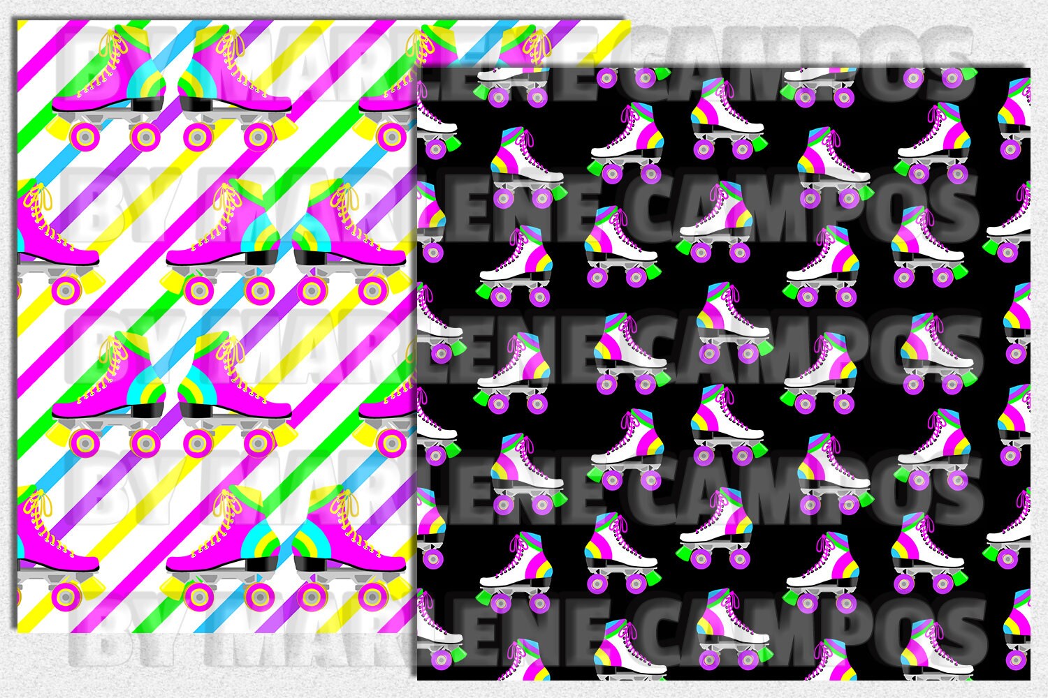 Roller Skates Digital Paper SEAMLESS Printable Digital | Etsy