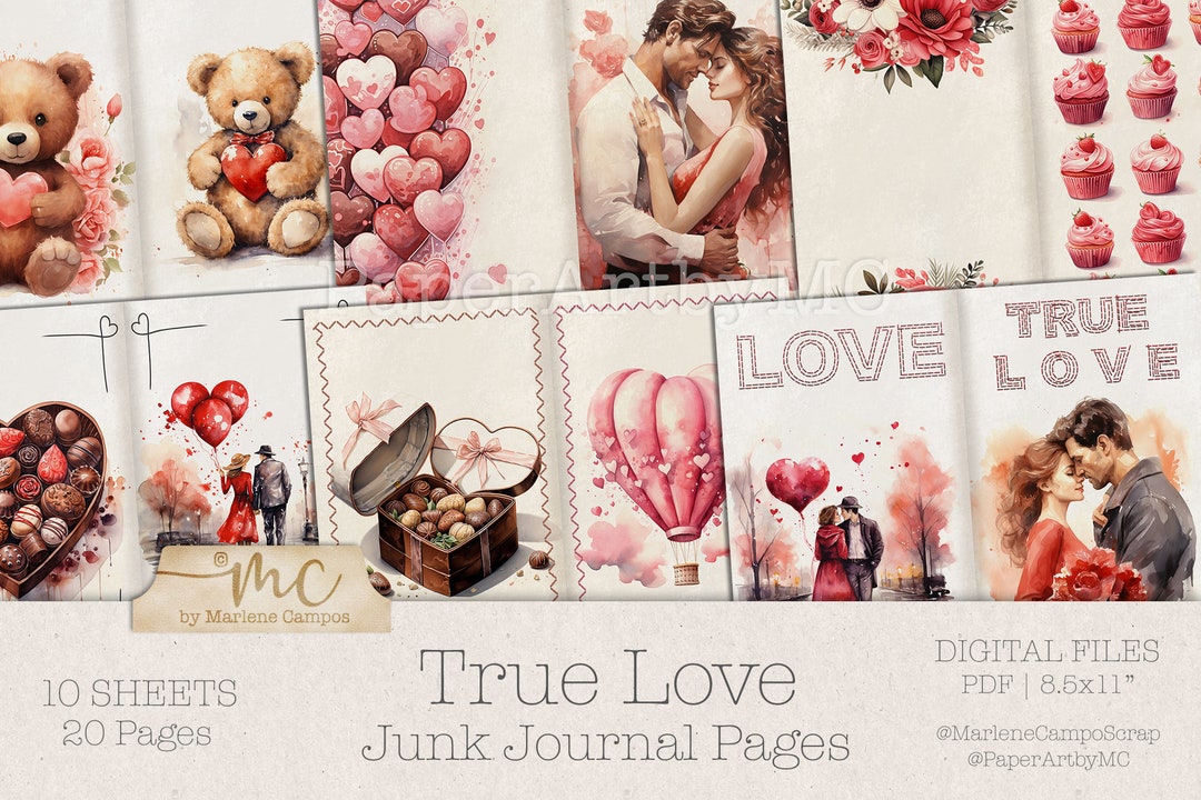 True Love Junk Journal Printable Pages Valentine Junk Journal Paper ...
