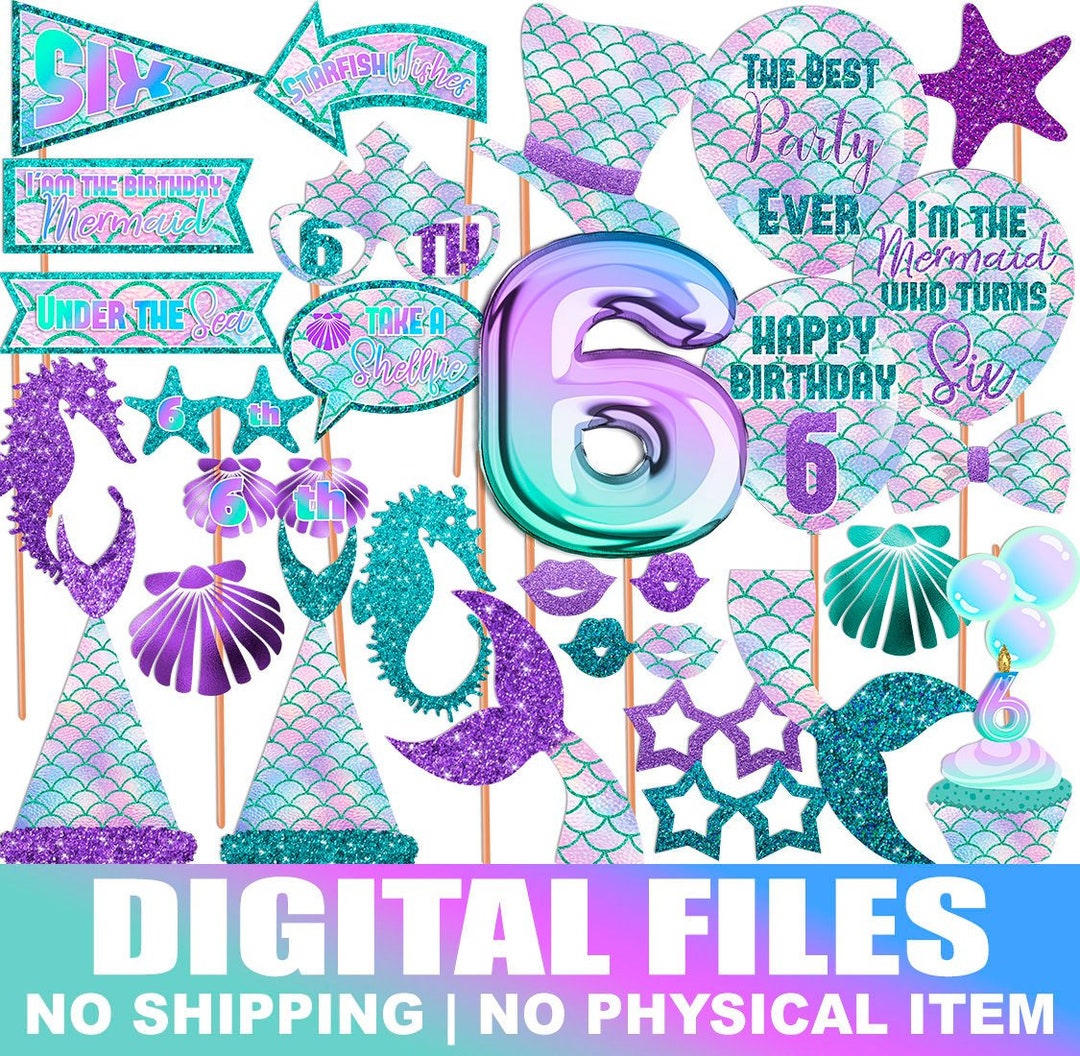 Mermaid Photo Booth Props, 6th Birthday, Mermaid Birthday Party ...
