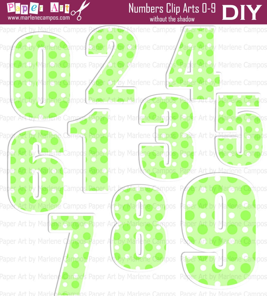 INSTANT DOWNLOAD Green Polka Dot Numbers Clip Art Birthday | Etsy