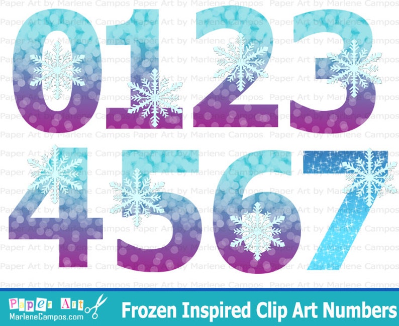 Snowflake Clip Art Numbers Winter Number Snowflake Numbers | Etsy
