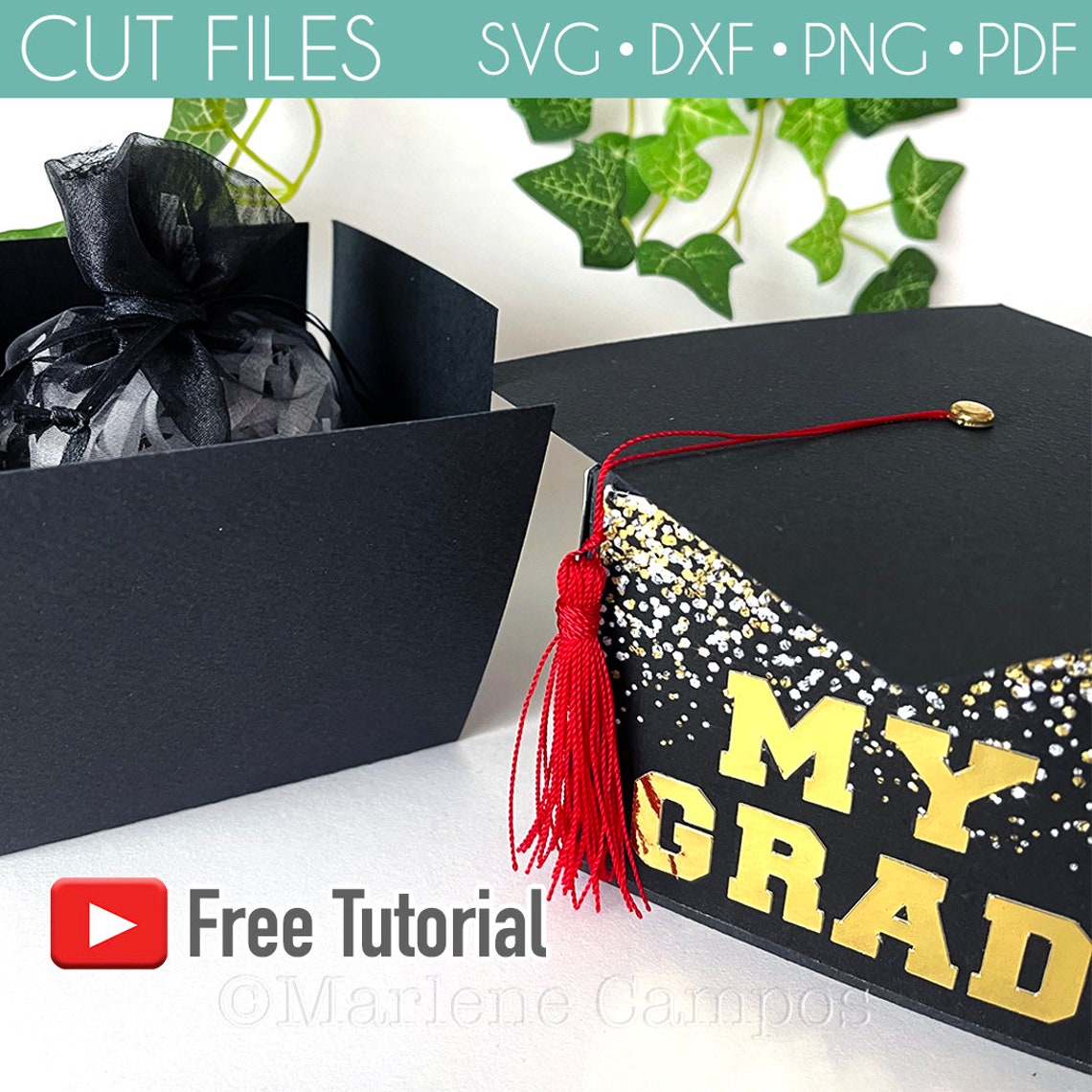 Graduation Cap Gift Box Die Cut Files BLACK Svg Dxf - Etsy