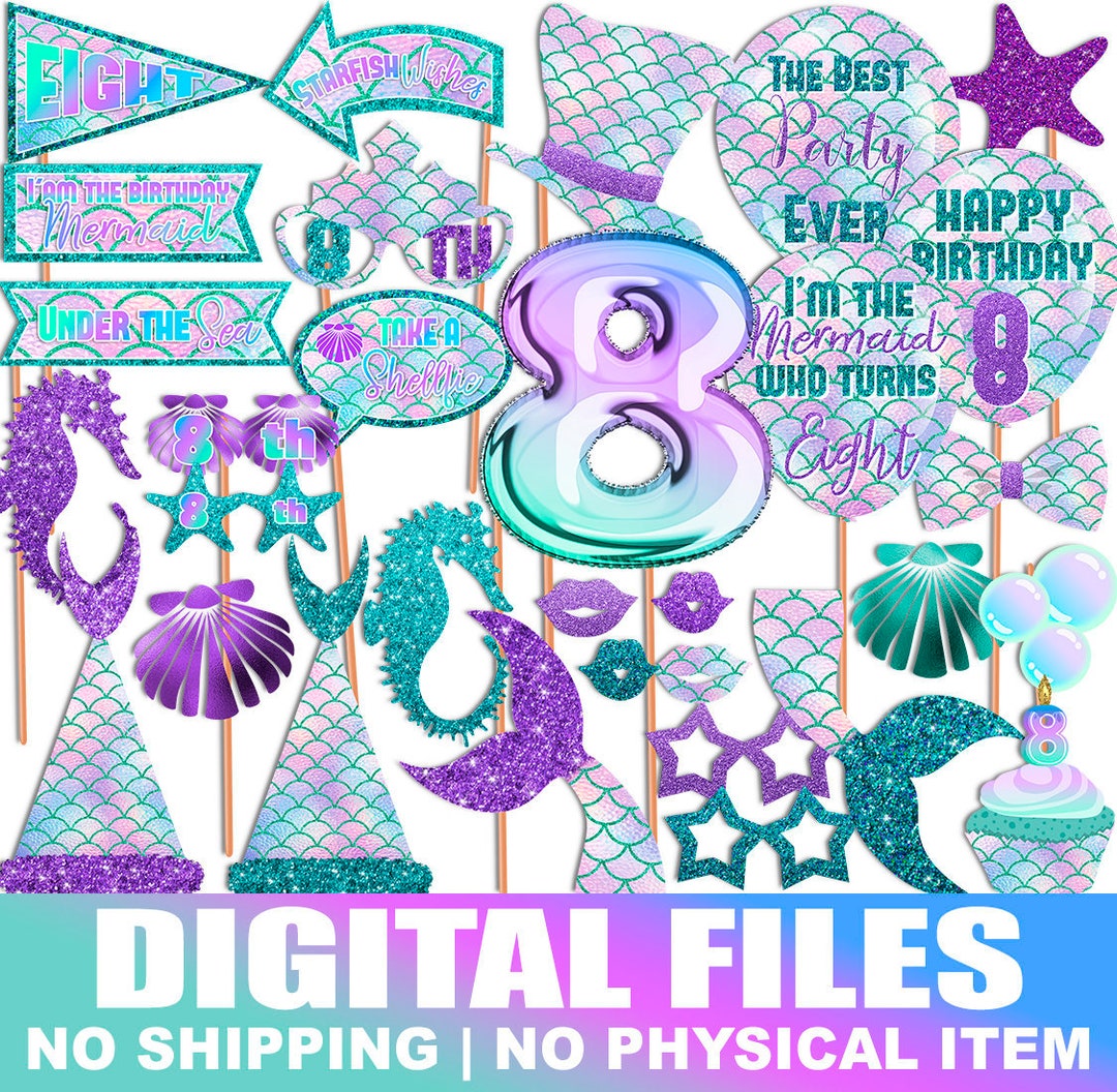 Mermaid Photo Booth Props, 8th Birthday, Mermaid Birthday Party ...