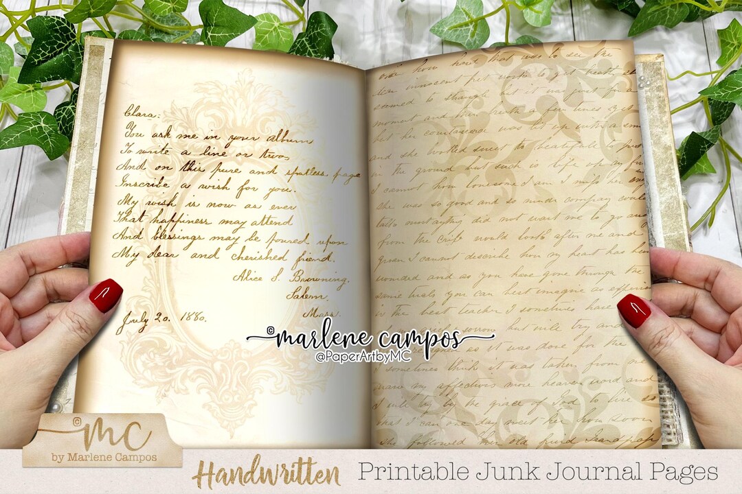 Basic Junk Journal Pages Kit, Printable Vintage Handwritten Letter ...