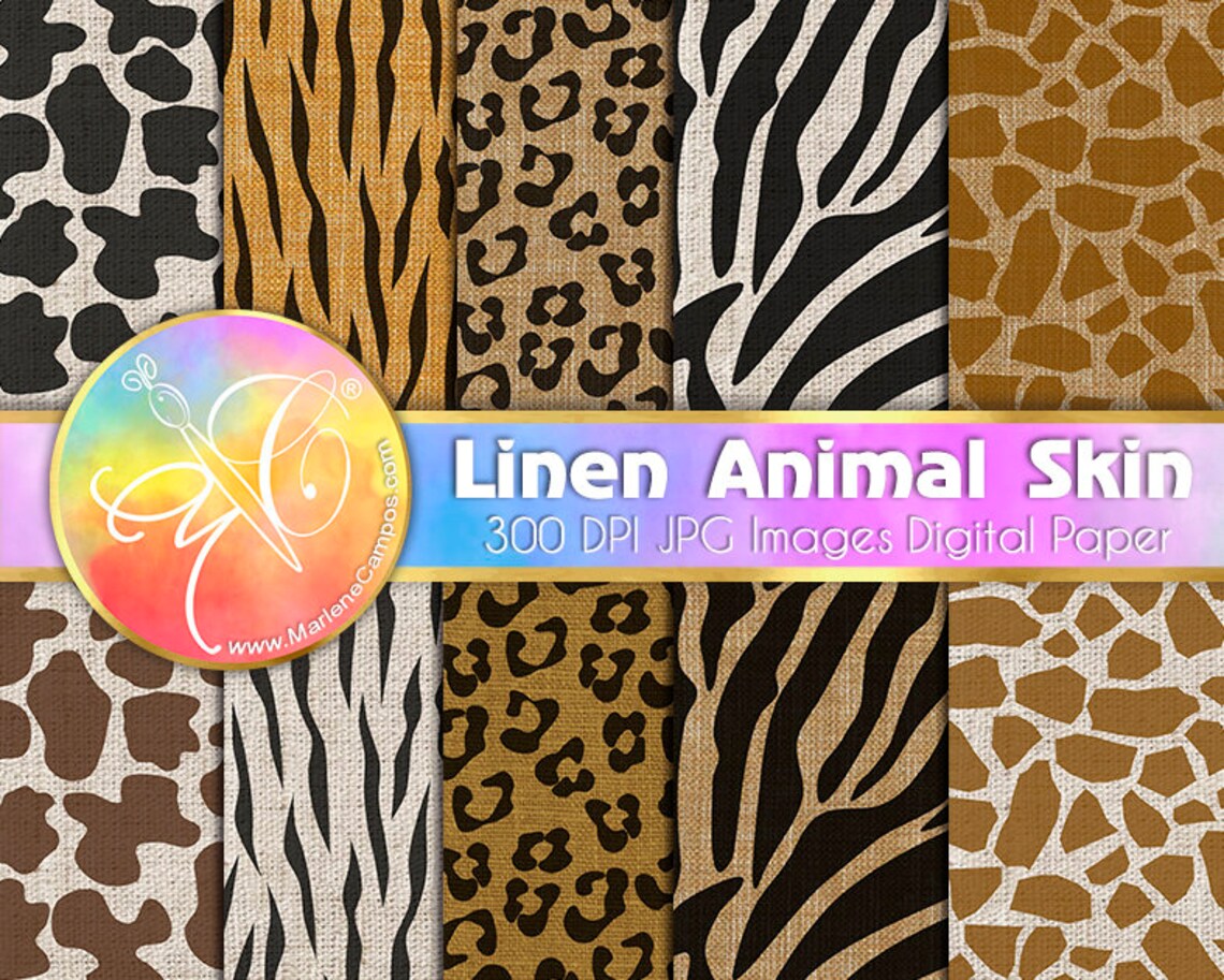 Linen Animal Skin Digital Paper Animal Print Wild Animal | Etsy