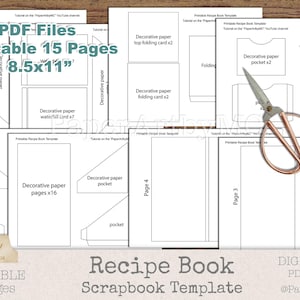 Printable Recipe Book Template, Scrapbook Album Kit, Recipe Scrapbook ...