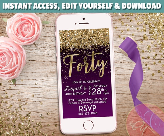 Paper & Party Supplies Paper Electronic birthday text invitation ...
