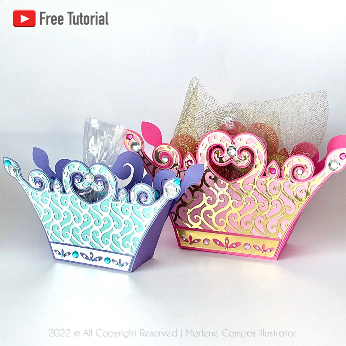 Crown Gift Box Paper Craft Cut Files Svg Dxf Png 3D - Etsy