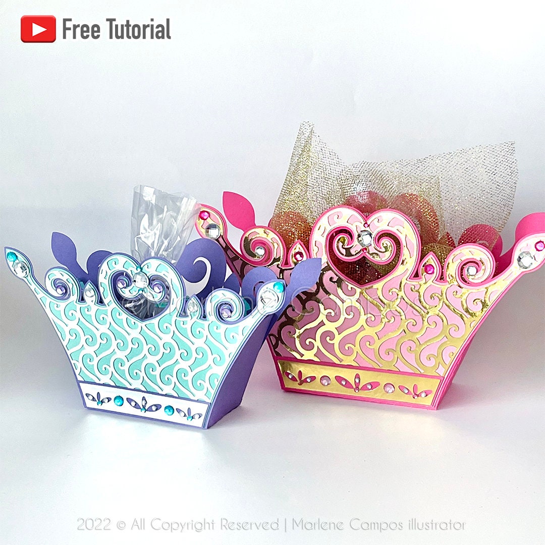 Crown Gift Box Paper Craft Cut Files Svg Dxf Png 3D - Etsy