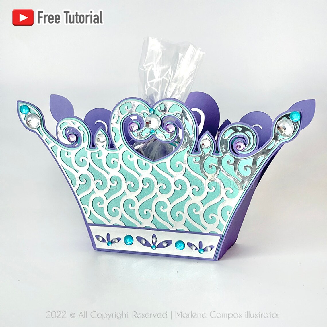 Crown Gift Box Paper Craft Cut Files Svg Dxf Png 3D - Etsy