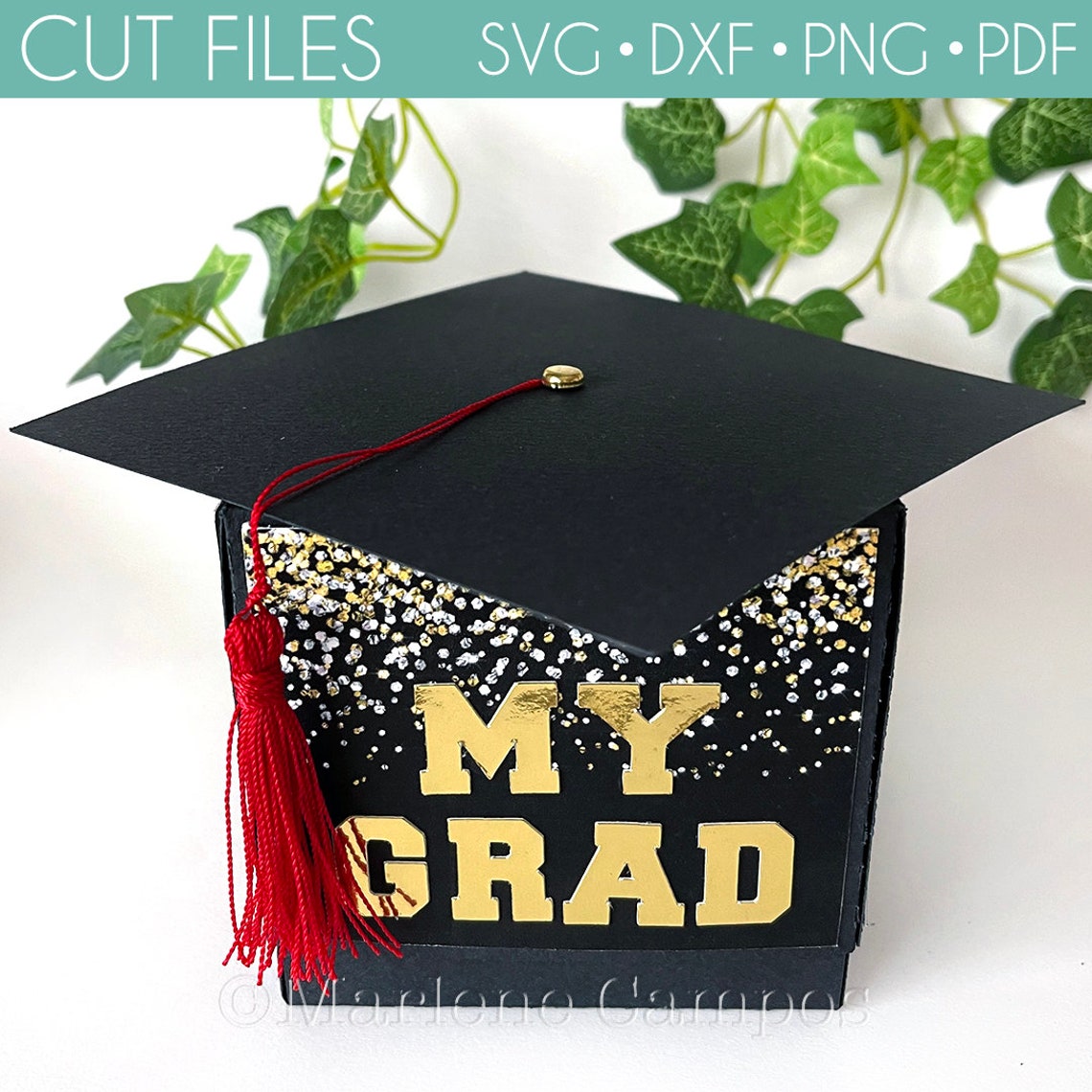 Graduation Cap Gift Box Die Cut Files BLACK Svg Dxf - Etsy