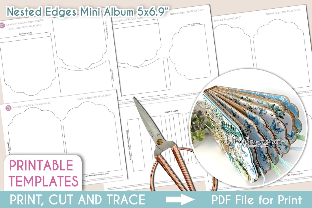 Printable Scrapbook Album Templates, Nested Edge Album, Mini Album ...