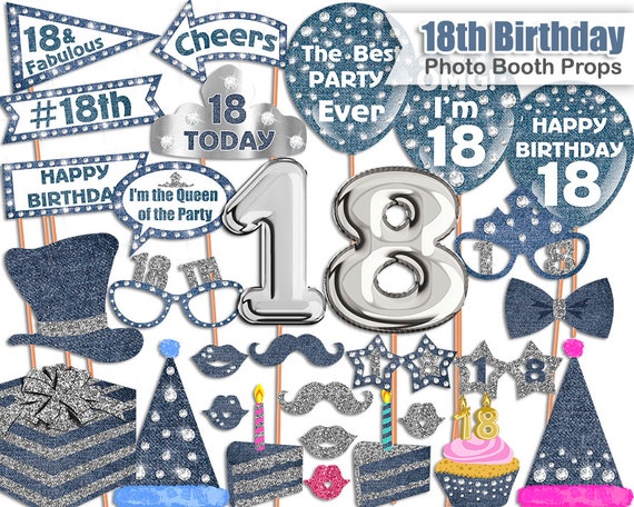 18th Birthday Photo Booth Props Denim Diamonds Crystal Sparkly