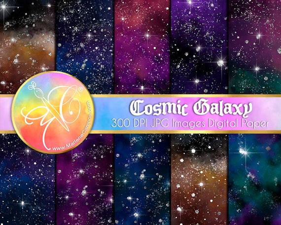 Galaxy Digital Paper, Cosmic Celestial Digital Paper, Night Sky ...