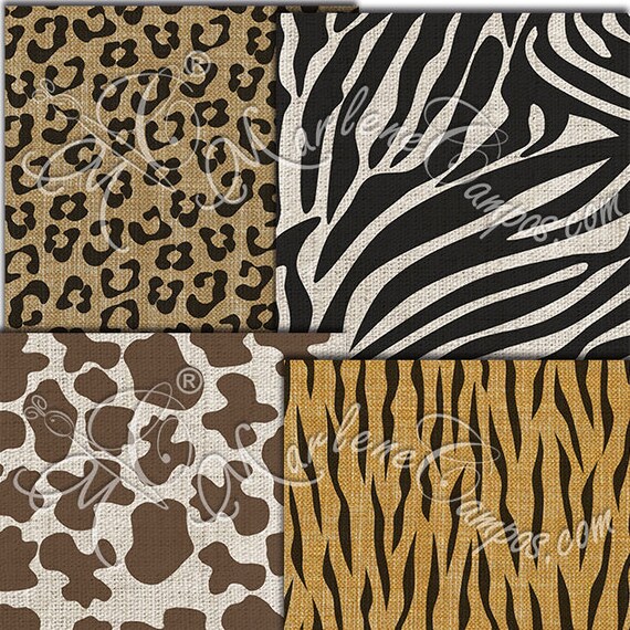 Craft Supplies & Tools Scrapbook Paper Zebra Linen Animal Skin Digital ...