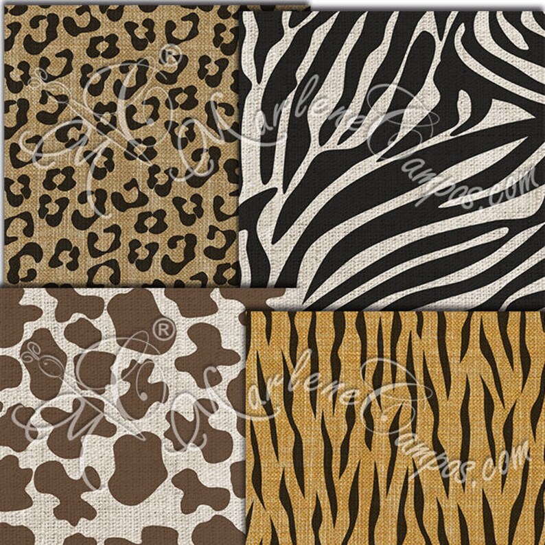 Linen Animal Skin Digital Paper Animal Print Wild Animal | Etsy