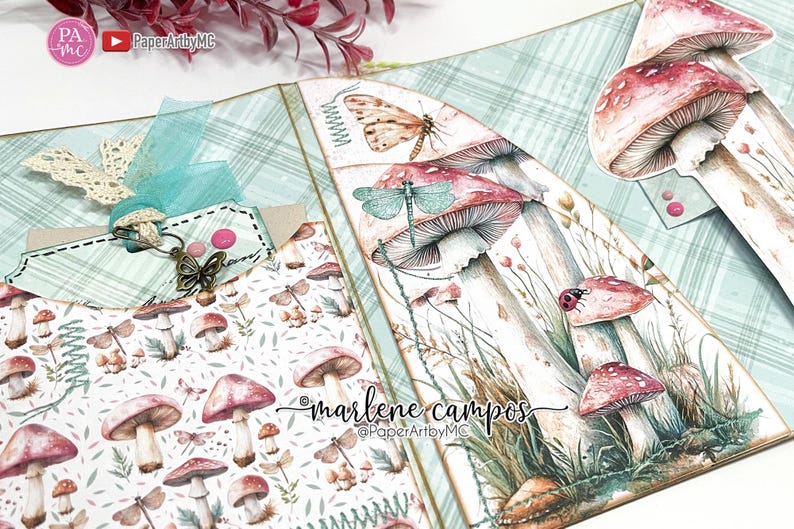 Mushroom Scrapbook Album, Printable Interactive Journal Booklet Folio ...