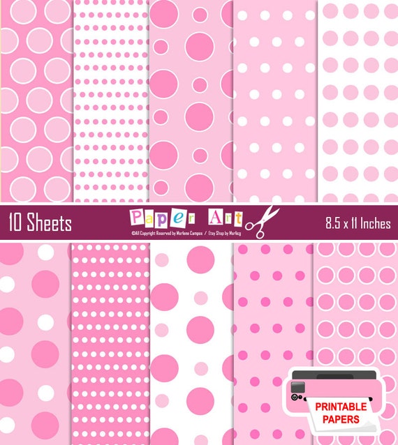 Items similar to Pink Polka Dots Digital Papers, Digital backgrounds ...